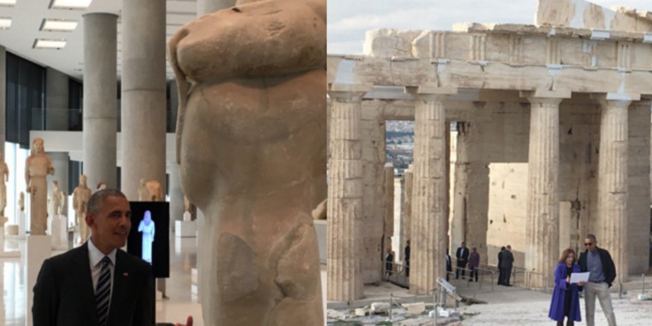 Στον Ιερό Βράχο της Ακρόπολης και στο Μουσείο ξεναγήθηκε ο Ομπάμα ...