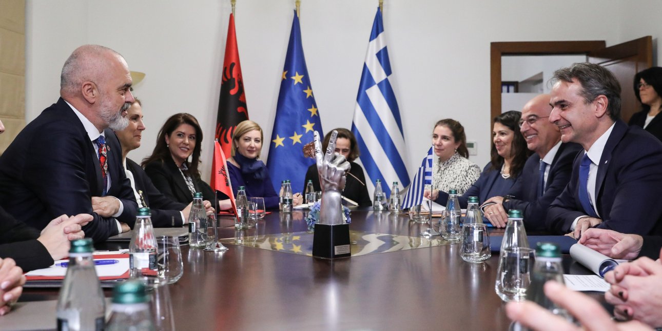 Greek PM Mitsotakis meets with Albanian PM Rama in Tirana, on sidelines ...