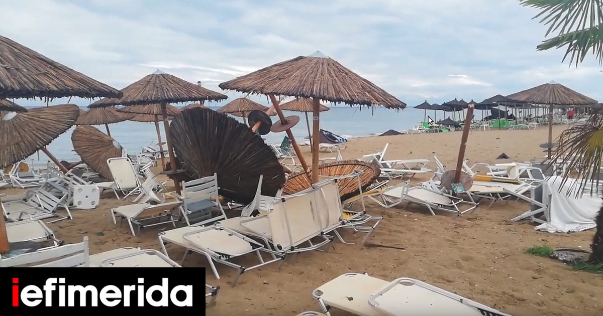 «Βομβαρδισμένο» τοπίο η παραλία της Νέας Πλάγιας στη Χαλκιδική από τη ...