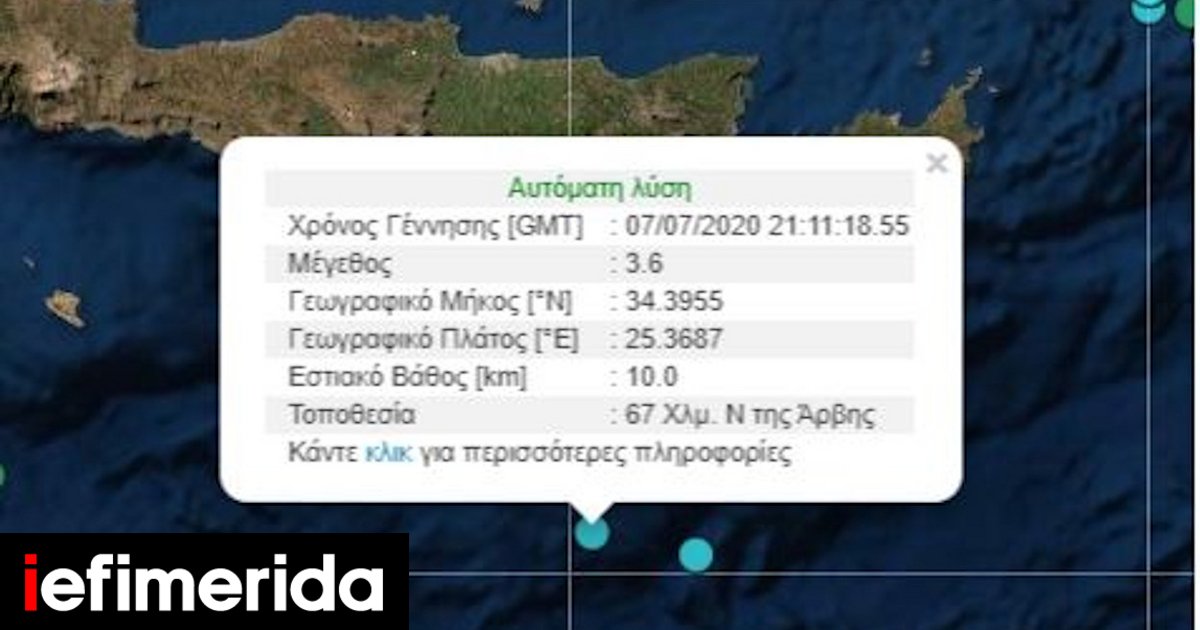 Σεισμός 3,6 Ρίχτερ στην Κρήτη - iefimerida.gr