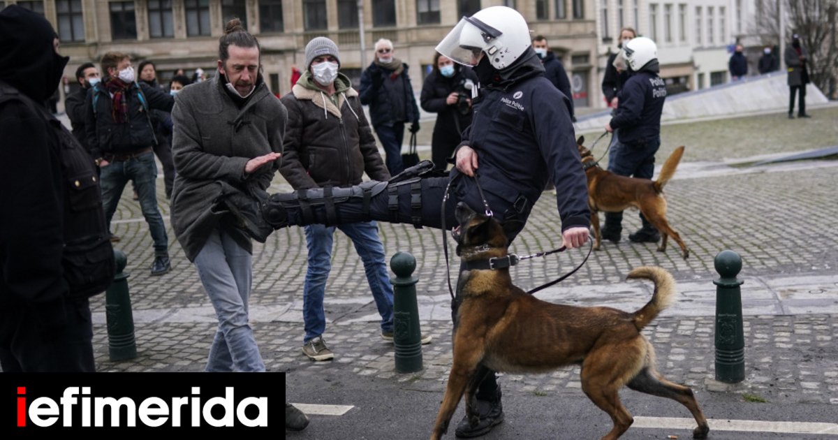 Κορωνοϊός: Προσαγωγές στις Βρυξέλλες σε διαδηλώσεις κατά του lockdown - iefimerida.gr