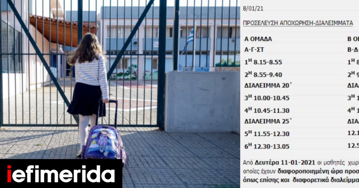Σχολεία: Αυτά είναι τα προγράμματα για το «κουδούνι» της Δευτέρας -Πώς ...