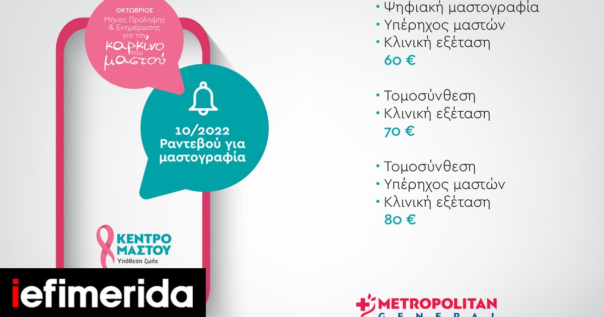 Metropolitan General: Προσφορές προληπτικού ελέγχου μαστού - iefimerida.gr