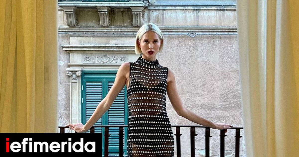 Η Μαρία Ολυμπία με διάφανο φόρεμα του οίκου Gucci -Η σέξι και glam εμφάνισή της, με φόντο τη ...