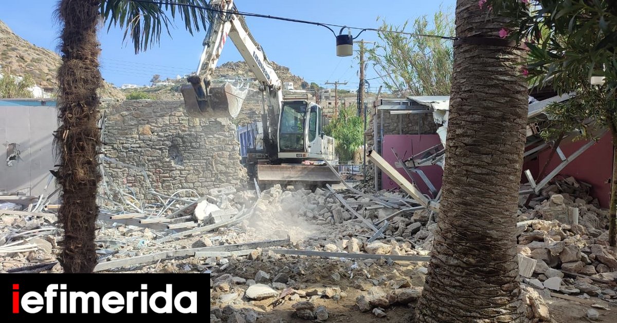 Μύκονος: Κατεδαφίζουν τις αυθαίρετες κατασκευές στο Nammos [εικόνες ...