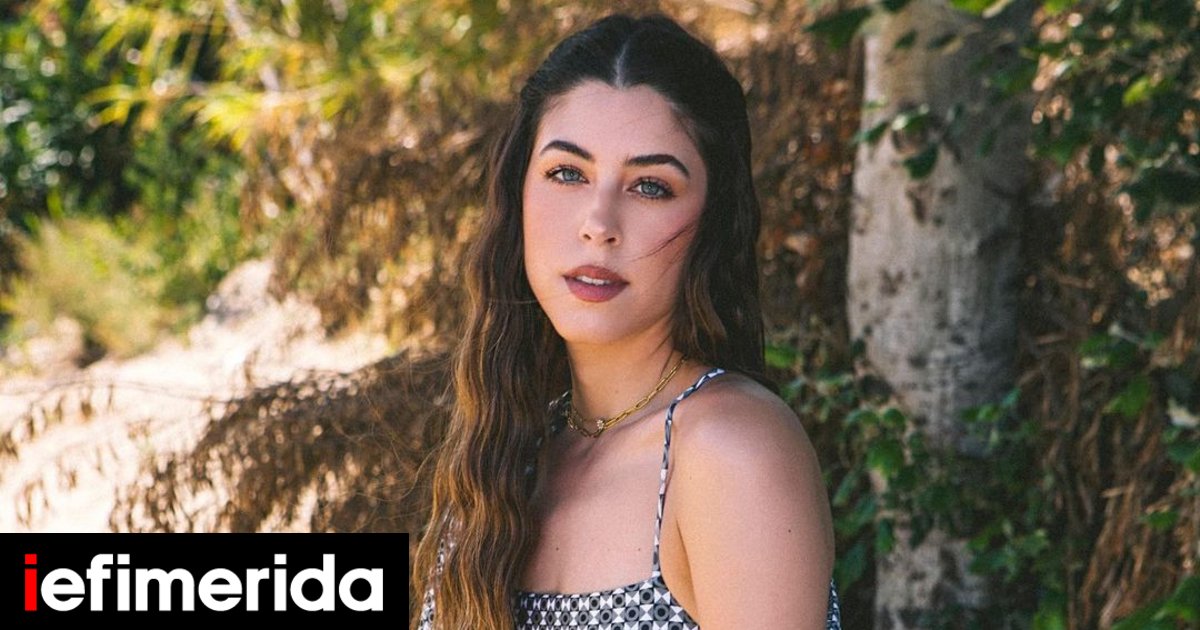 H Demy με printed ολόσωμο μαγιό και ασορτί πουκάμισο -To στιλάτο beach look που έκανε στο ...