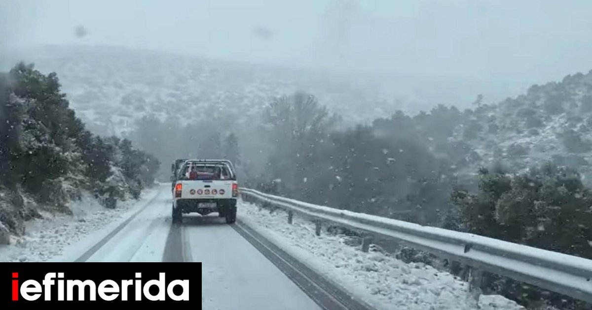 Έκλεισε η λεωφόρος Πάρνηθας από το ύψος του τελεφερίκ λόγω χιονόπτωσης ...
