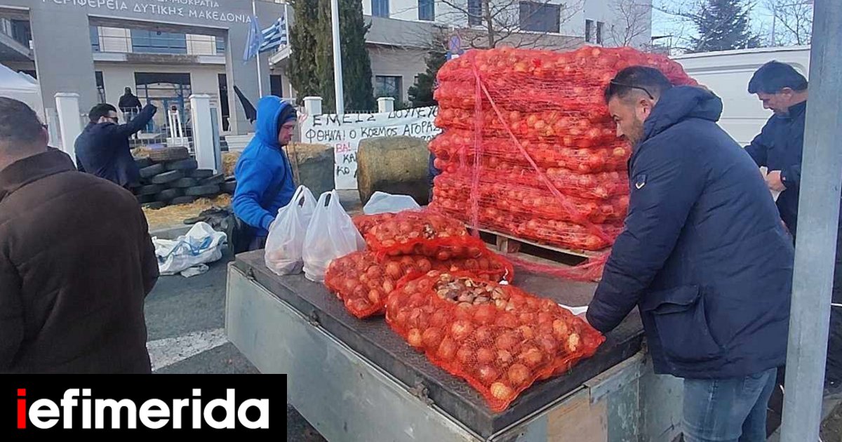Εκλεισαν την Εγνατία Οδό οι αγρότες των Γρεβενών -Μοιράζουν κρεμμύδια ...