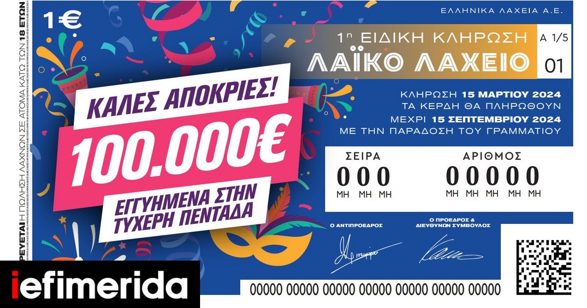 Απόκριες με το Λαϊκό Λαχείο: Στη μισή τιμή οι λαχνοί της ειδικής ...