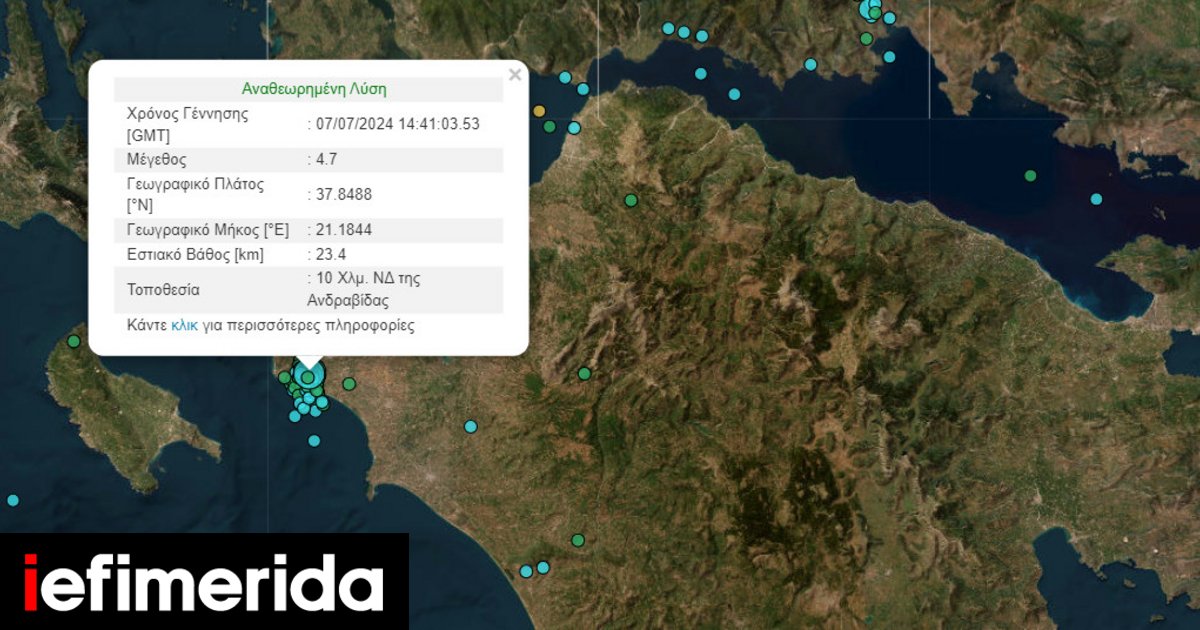 Νέος σεισμός 4,7 Ρίχτερ στην Ανδραβίδα - iefimerida.gr