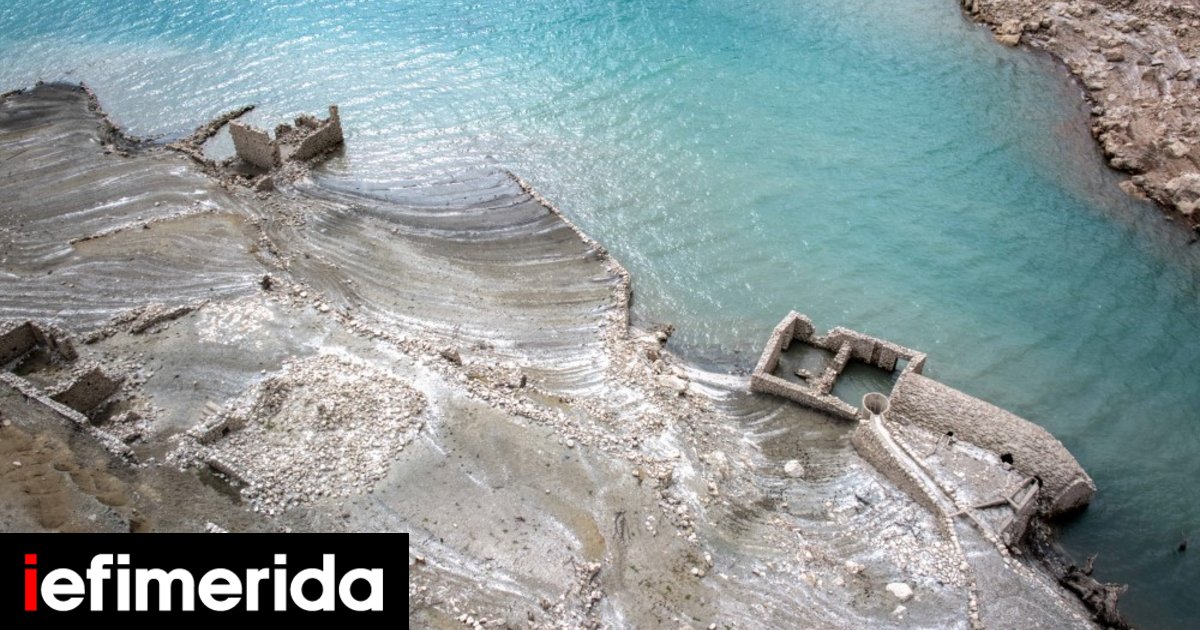 Απόκοσμες εικόνες, έπεσε η στάθμη του Μόρνου, αποκαλύφθηκε βυθισμένο ...