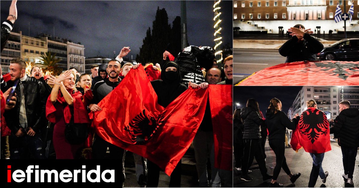 Αλβανοί γιόρτασαν στο Σύνταγμα με σημαίες και τραγούδια την Ημέρα της ...