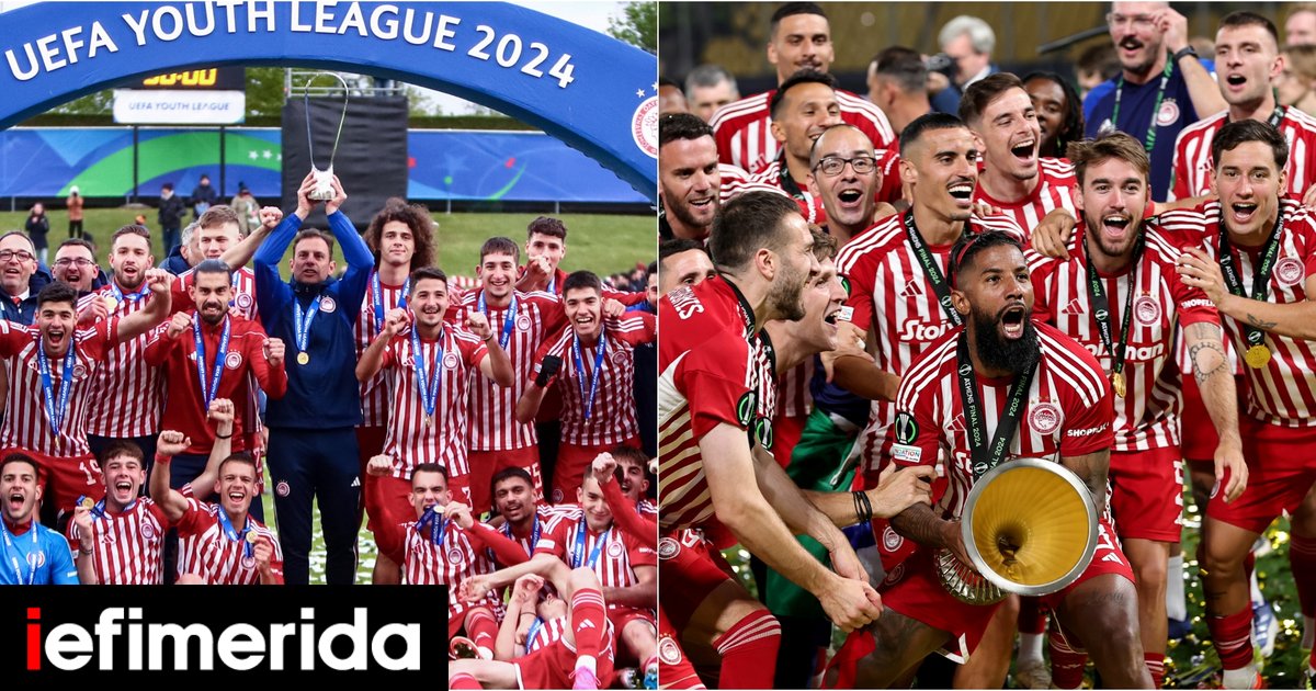 Η ανάρτηση της UEFA για τον διπλό ευρωπαϊκό θρίαμβο του Ολυμπιακού στο ...