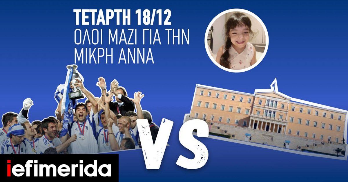 Τετάρτη 18 Δεκεμβρίου η Εθνική 2004 vs Βουλευτών για καλό σκοπό -Ολοι Μαζί για την μικρή Αννα ...