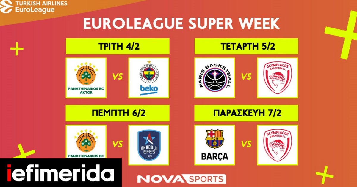 EuroLeague: Η «διαβολοβδομάδα» No7 με τις «μάχες» του Παναθηναϊκού AKTOR και του Ολυμπιακού στο ...