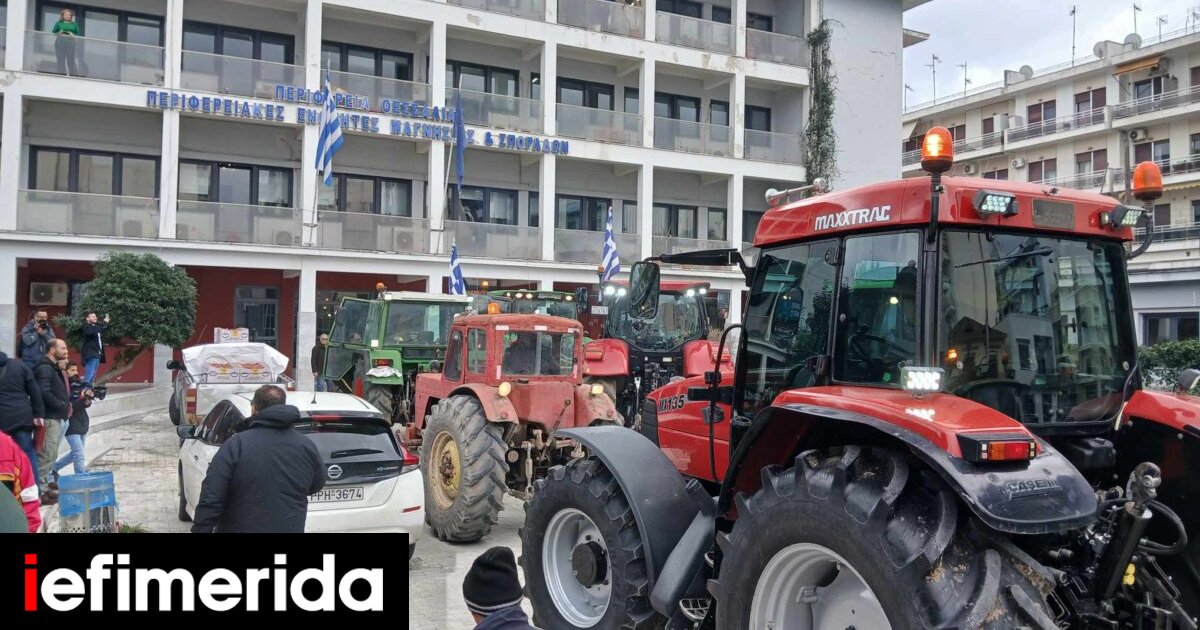 Βόλος: Αγρότες με περισσότερα από 100 τρακτέρ και οχήματα στο κέντρο ...