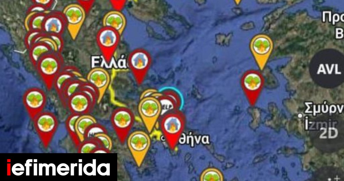 Χάρτες με τις φωτιές που καίνε στη χώρα -Με κόκκινο οι εν εξελίξει ...