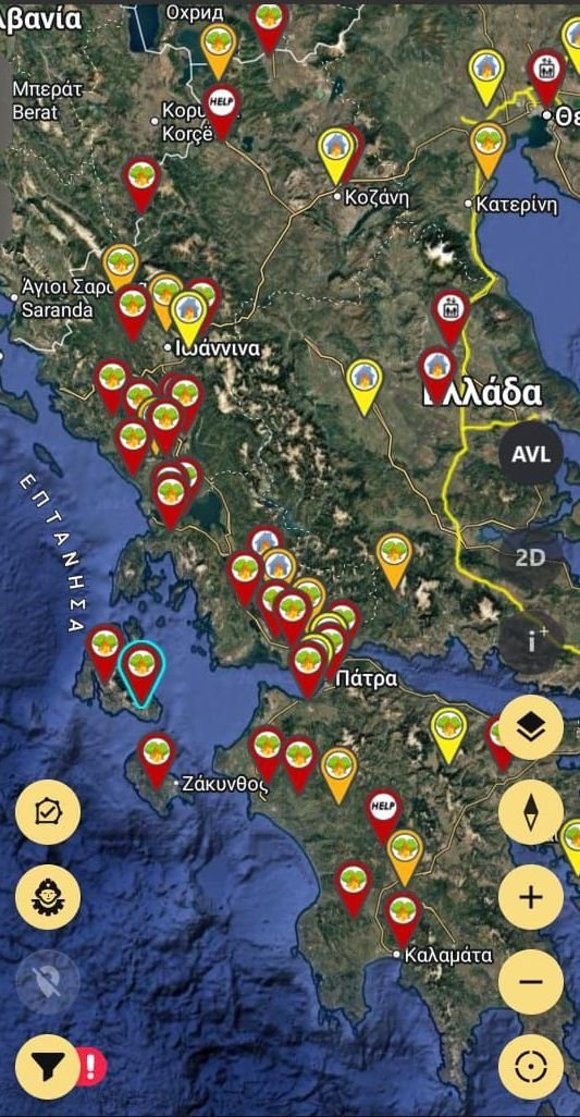 Χάρτες με τις φωτιές που καίνε στη χώρα -Με κόκκινο οι εν εξελίξει ...