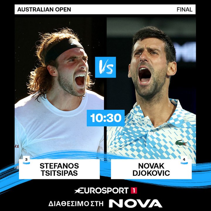 O τελικός Στέφανος Τσιτσιπάς VS Novak Djokovic για το Australian Open στο Eurosport, διαθέσιμο ...