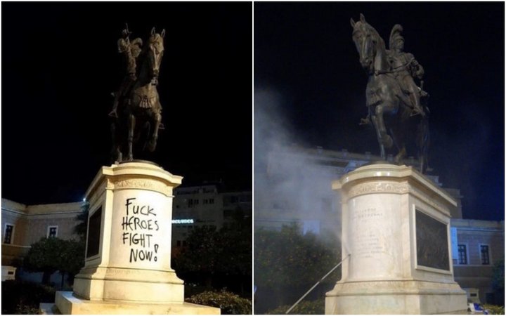 Καθαρίστηκε το άγαλμα του Κολοκοτρώνη στην παλαιά Βουλή [εικόνα ...