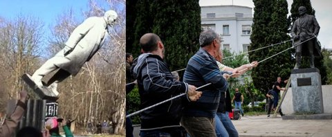Εγιναν viral οι αριστεροί διαδηλωτές που πήγαν να γκρεμίσουν το άγαλμα ...